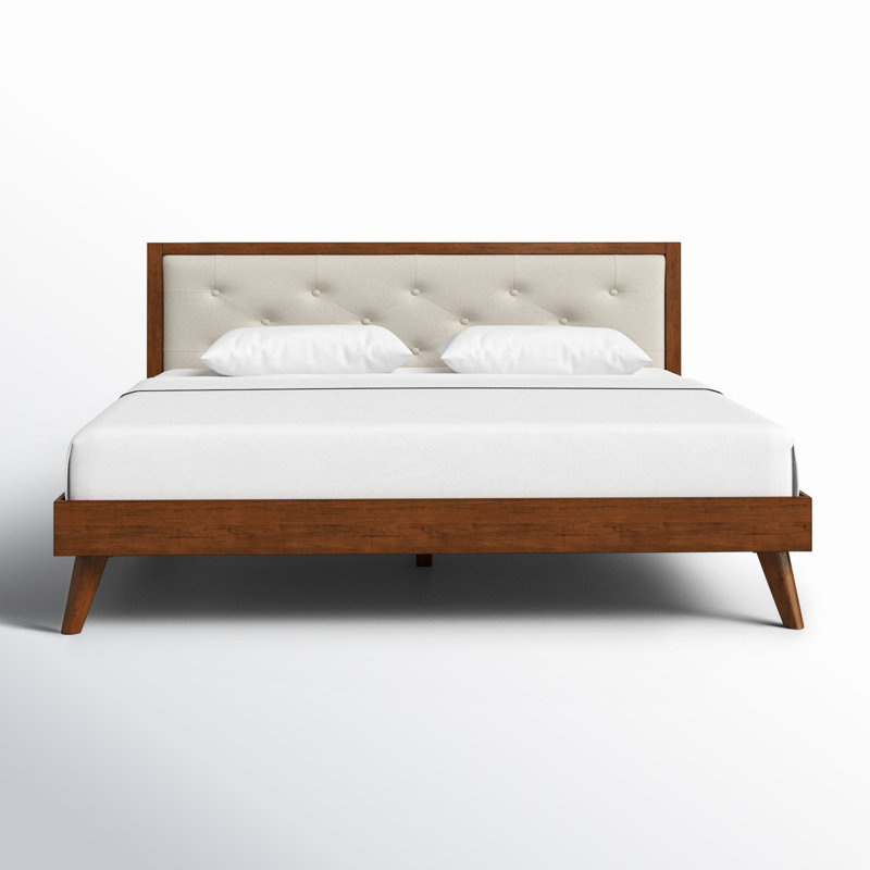 George Oliver Mathiatis Mid Century Modern Tufted Platform Bed Reviews Wayfair